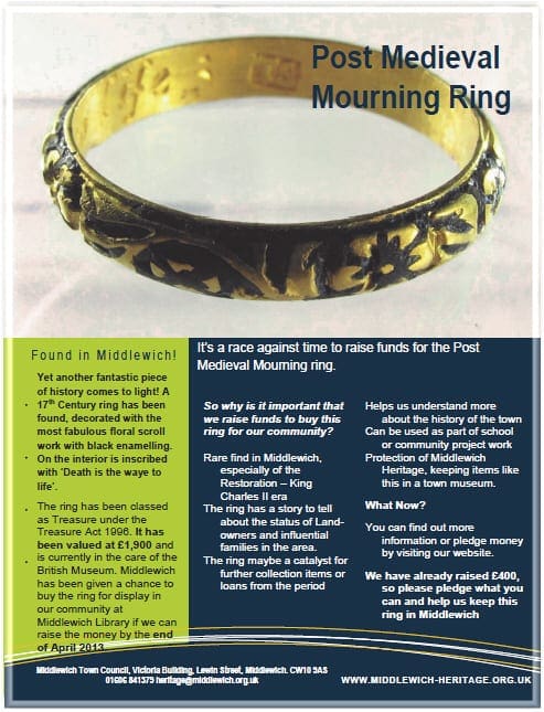 Post medieval gold mourning ring found in Middlewich | Middlewich ...